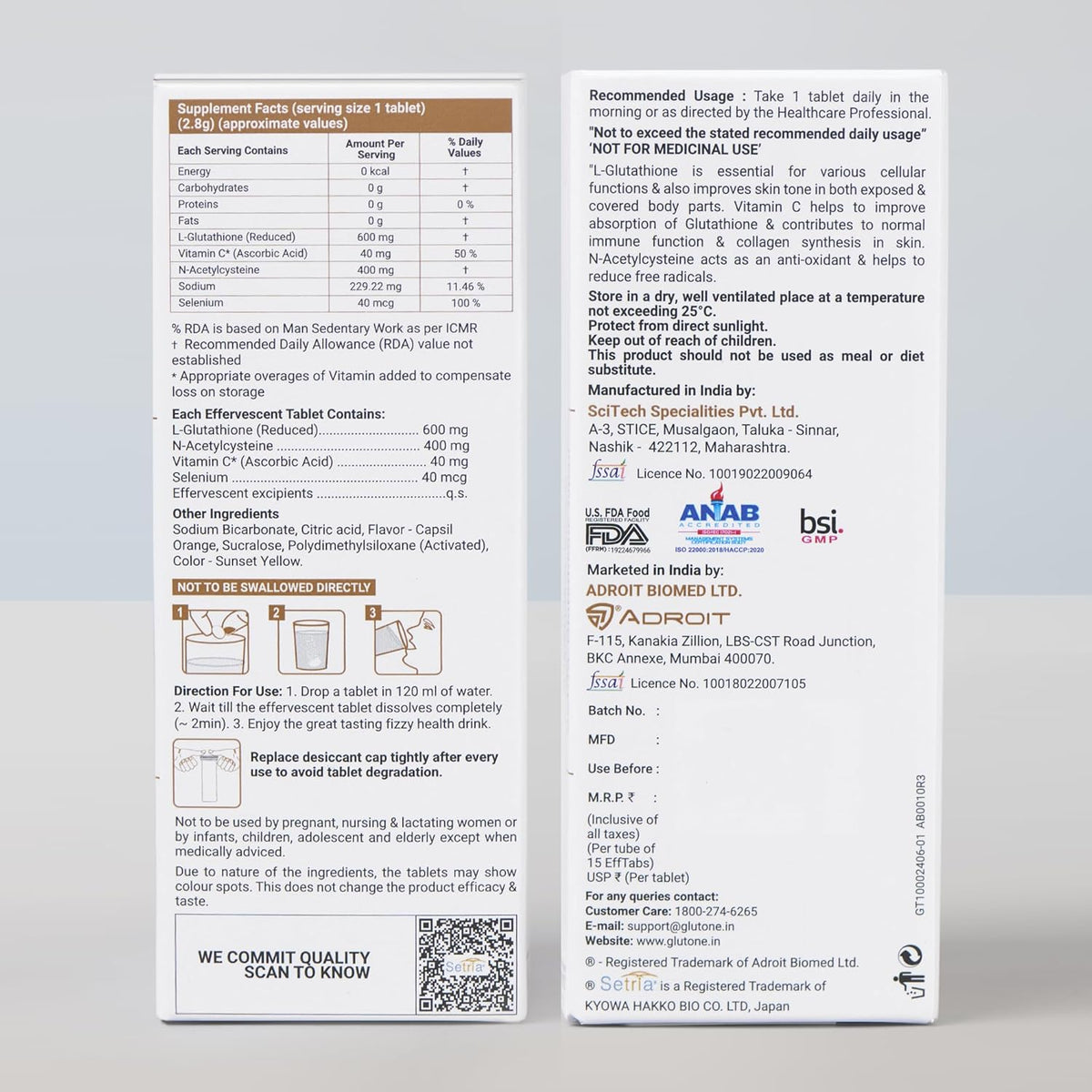 GLUTONE 1000 Setria L-Glutathione Effervescent Tablets | Vitamin C 40M ...